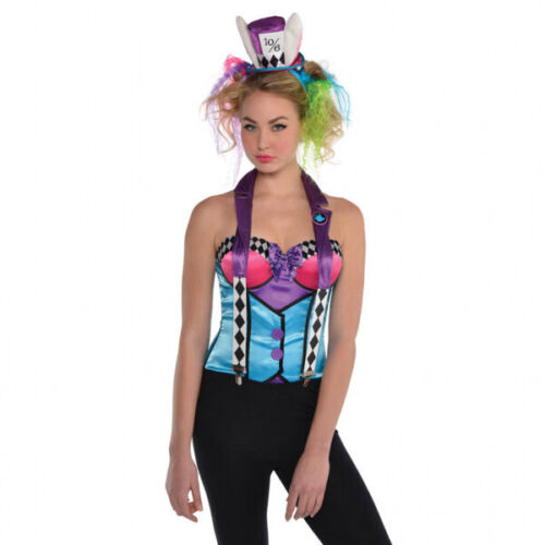 Adult Womens Storybook Suspenders Alice In Wonderland Mad Hatter Purple