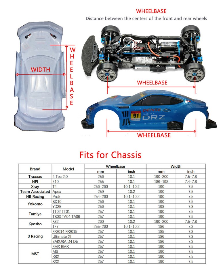 1/10 RC Drift Racing Touring Car RX7 Clear Transparent Body Shell 200mm ...