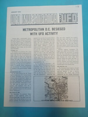 The UFO Investigator January 1976 NICAP Metropolitan D.C besieged ufo ...