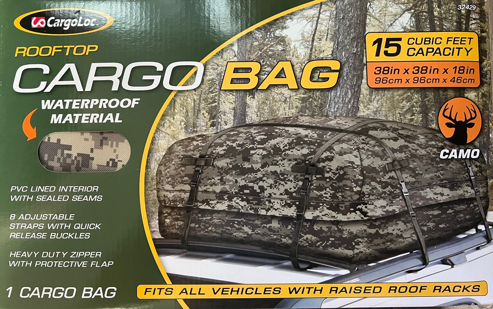 CargoLoc Deluxe Roof Top Cargo Bag In Camo Waterproof 15 Cubic Feet ...