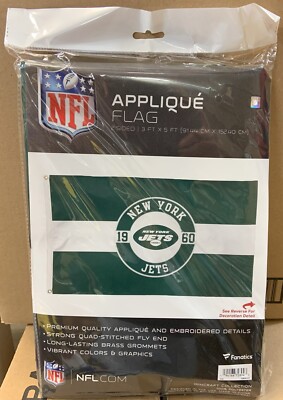 NEW YORK JETS 1960 APPLIQUE EMBROIDERED 3'X5' 2 SIDED FLAG NEW WINCRAFT ...
