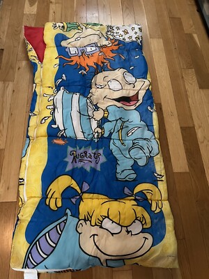 Vintage 1997 Nickelodeon Rugrats Kids Sleeping Bag Fleece Linded Tommy ...