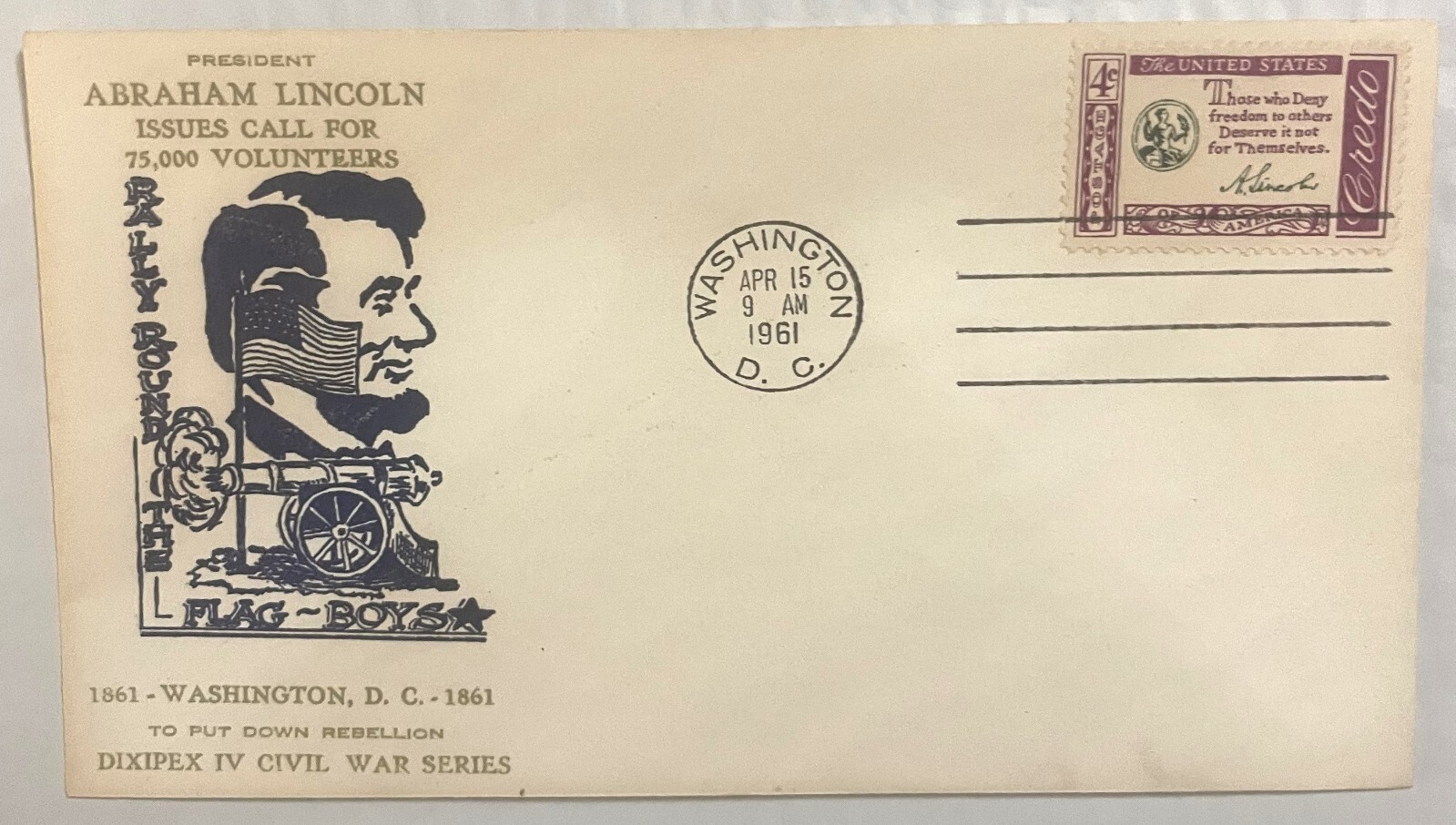 Vintage 1961 📣 Civil War Centennial Series Lincoln Embossed Stamped ...