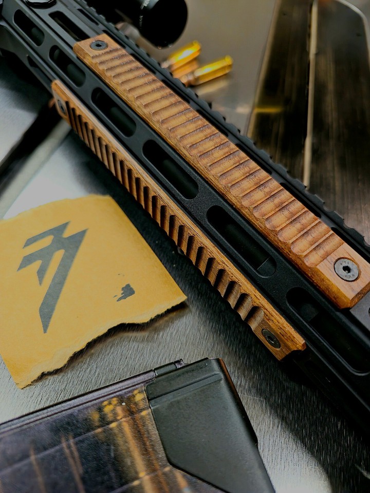 Wood M-lok & Keymod Rail Cover, RIBBED Texture - WALNUT, Made In USA *1 ...