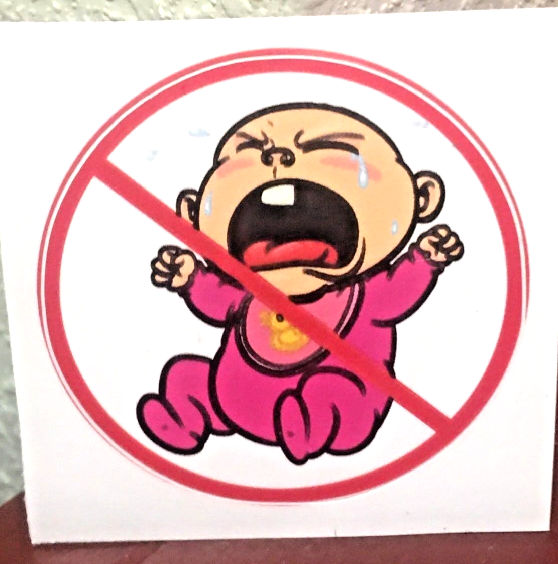 Hard Hat Sticker, No Crying Babies, Stop Whining! Crying Baby Sticker ...