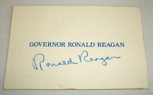 Vintage Blue Ink Governor Ronald Reagan Card Autograph Signature ...
