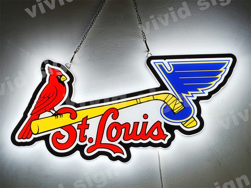 St. Louis Blues Cardinals 3D LED 20" Neon Light Sign Lamp Bar Club Wall ...