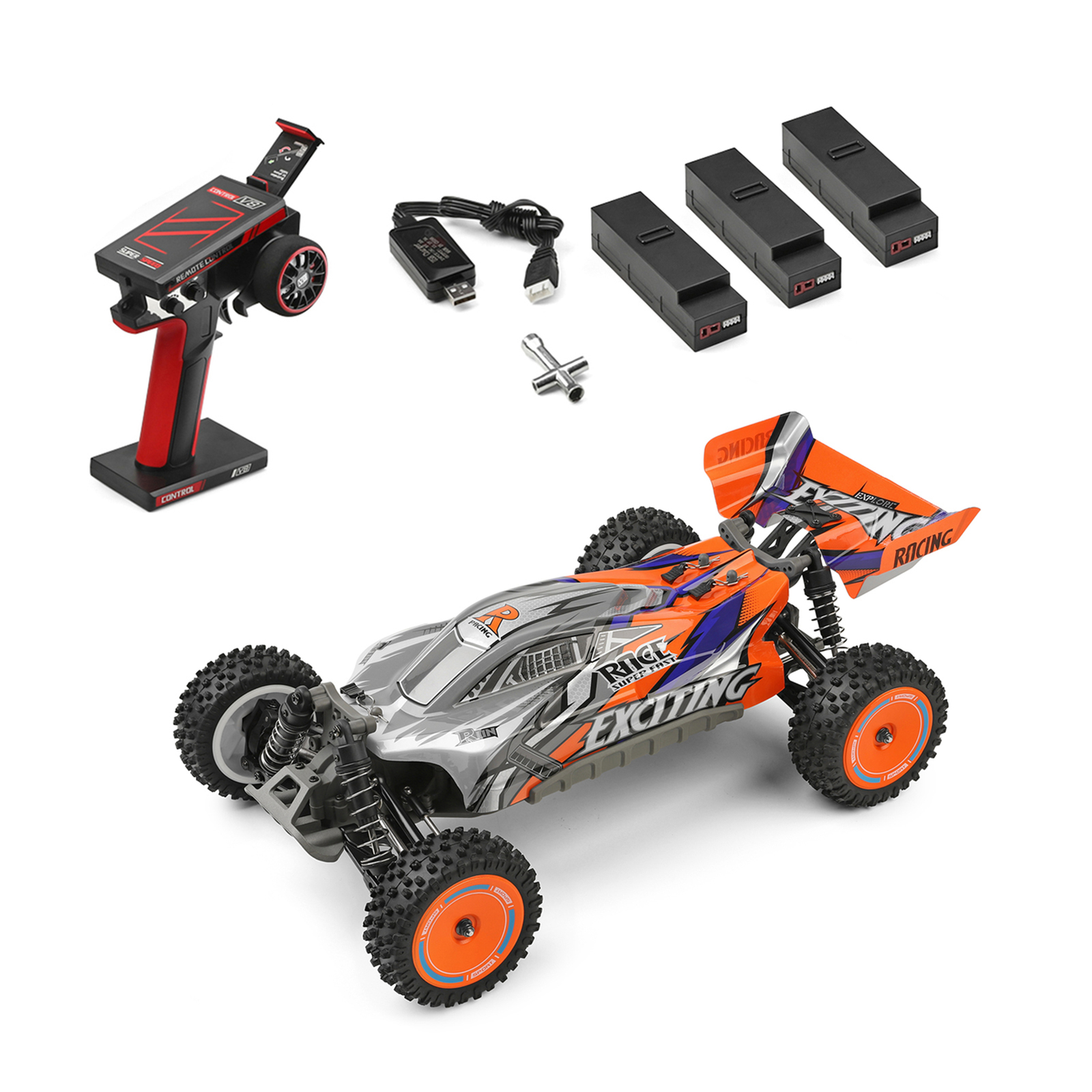 WLtoys 124010 1/12 2.4G 4WD RC Car 55KM/H High-Speed Off-Road 3xBattery ...