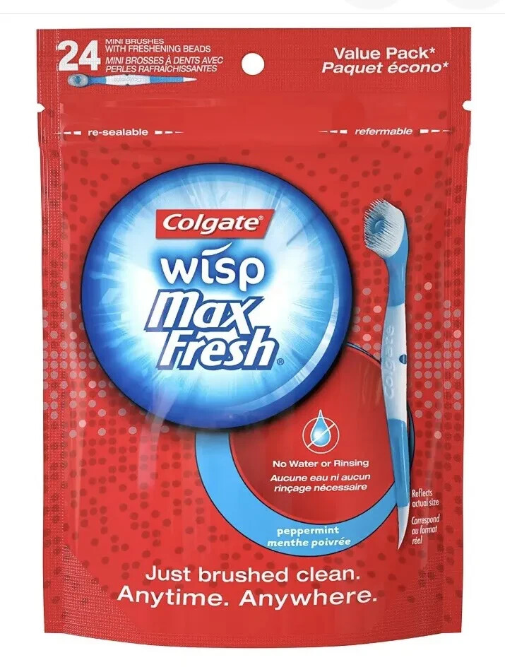 Colgate Max Fresh Wisp Disposable Mini Travel Toothbrushes | 24 MINI ...