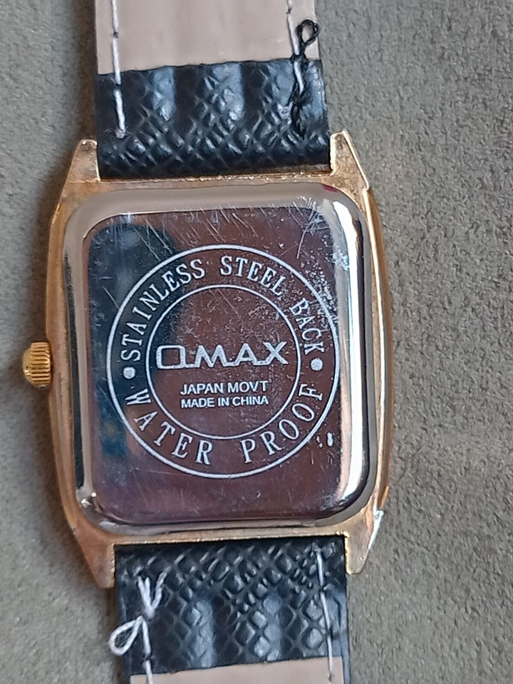 Vintage Omax Quartz Unisex Wristwatch Water Resistant, IP Plated? Black ...