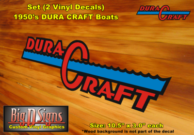 50's Dura Craft Boats Vinyl Decals Set (Qty 2) 10.3" x 3.0" Each | eBay