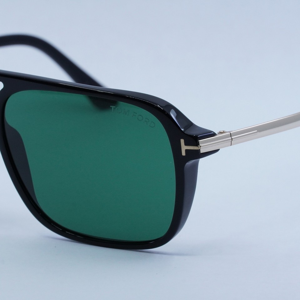 New TOM FORD FT0910 01N Shiny Black With Shiny Rose Gold/Green 59-16 ...