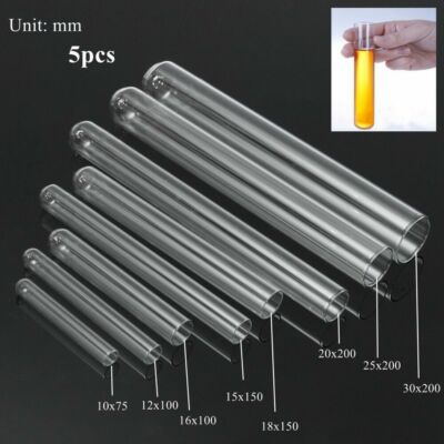 5 Pcs Glass Pyrex Test Tubes Rimmed Borosilicate Chemistry Physical Lab ...