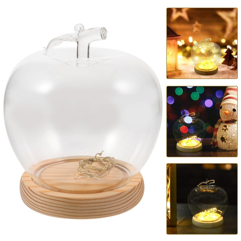 Glass Cover with Lighted Base Flower Displaying Dome Cloche Delicate ...