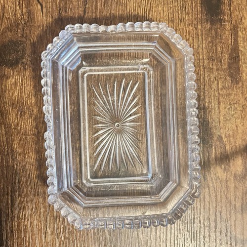 Vintage Clear Pressed Glass Small Condiment Trinket Tray UV Reactive | eBay