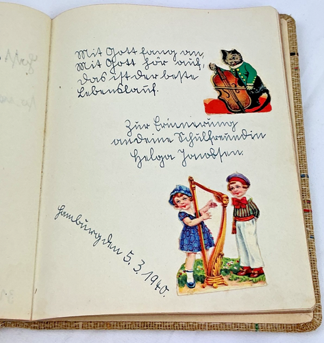 WW2 German Autograph Book 1939 1940 Handwritten Entries Vintage Scraps ...