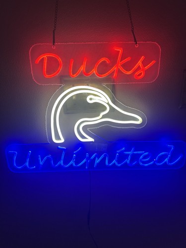 Ducks Unlimited Red White Blue Logo LED Lighted SIGN New Very Bright ...