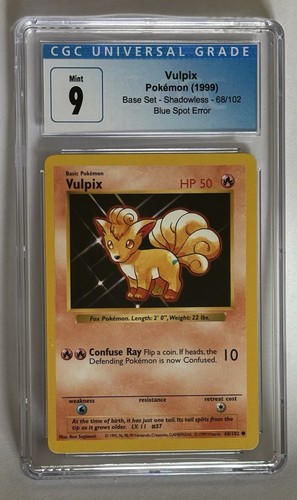 Misprint Blue Ink Dot Error Vulpix 68/102 Shadowless Base Set CGC 9 | eBay