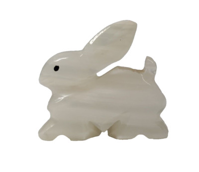 Vintage Hand Carved Natural White Onyx Rabbit Figurine Marbled 2.5 Inch ...