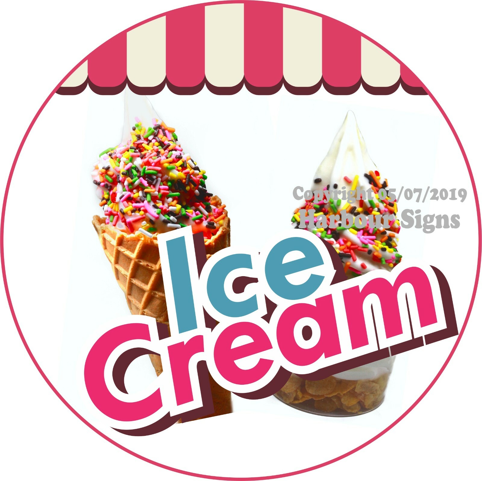 Ice Cream DECAL (Choose Your Size) Concession Food Truck Vinyl Circle ...