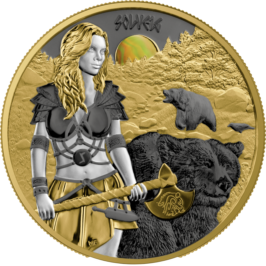 VALKYRIES SOLVEIG Valhalla 1 Oz Silver Coin 5 Mark Germania 2024 ONLY ...