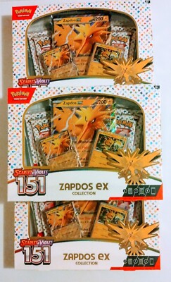 Pokémon TCG Scarlet & Violet 151 Zapdos ex Collection Box x3 LOT New ...
