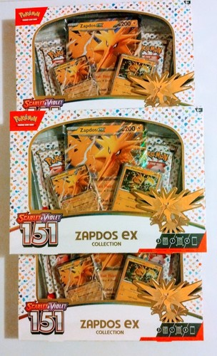 Pokémon TCG Scarlet & Violet 151 Zapdos ex Collection Box x3 LOT New ...