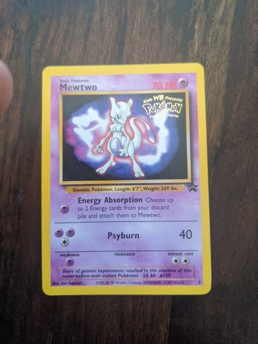 Mewtwo (1999 Kids WB Movie) - Pokemon TCG Black Star Promo No. 3 - LP ...