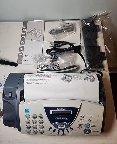 Brother Personal Fax Machine FAX-575 w/ Phone, Manual, & Ink; copies ...