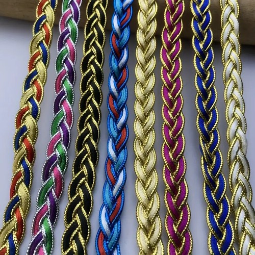 ab 1m Geflochtene Borte glänzend 8mm breit Farbauswahl Lurex Leonisch ...