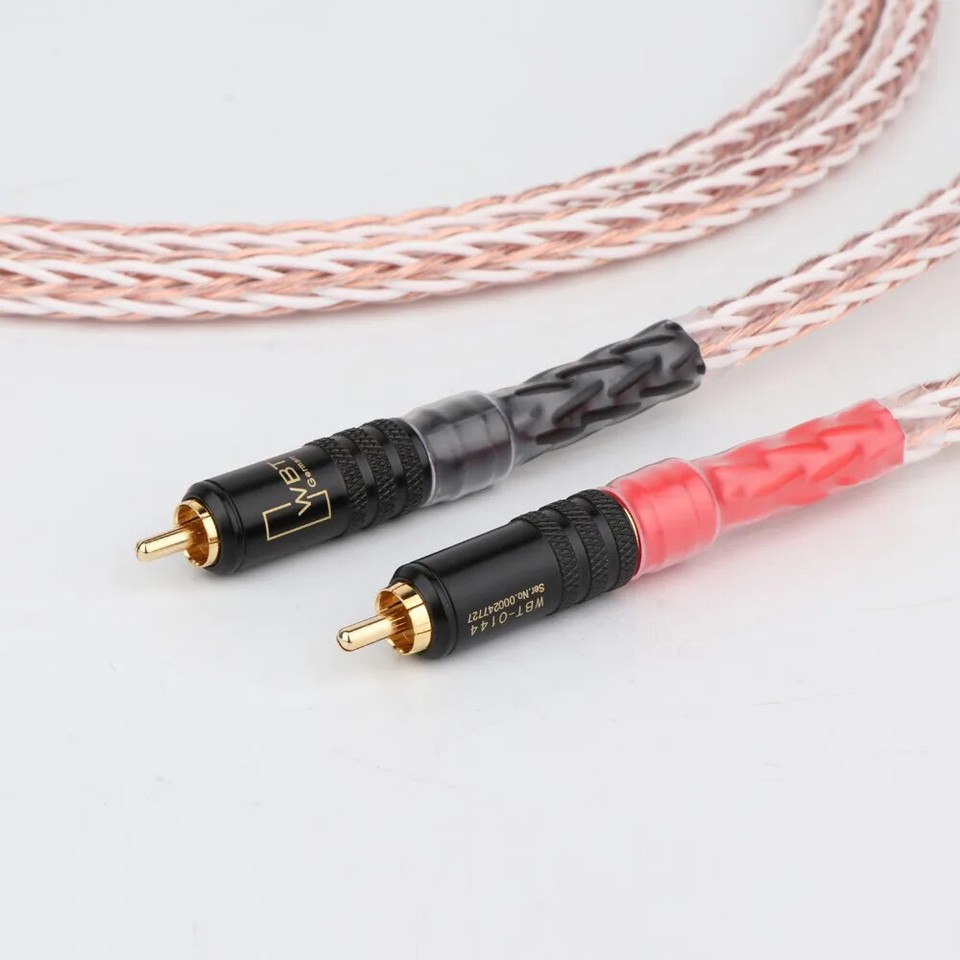 Pair 24K Gold Plated RCA Plug 7N OCC Copper Hi-Fi Audio Signal ...