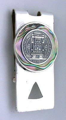 2 2/5 x 1 1/5 Inch TLALOC Aztec Fertility God Abalone Sterling Silver ...