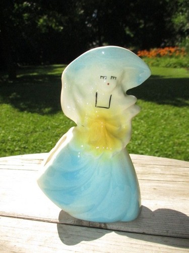 MCM SOUTHERN BELLE IN BLUE FIGURAL SHAWNEE POTTERY WINDOW SILL PLANTER ...