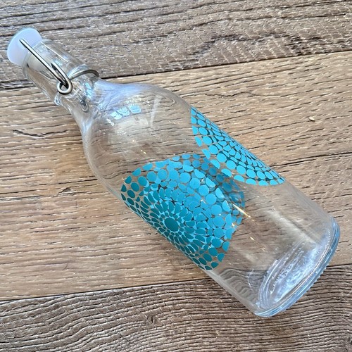 IKEA KORKEN Hinged Swing Top Stopper 17oz Bottle w/ Teal Blue Mandala ...
