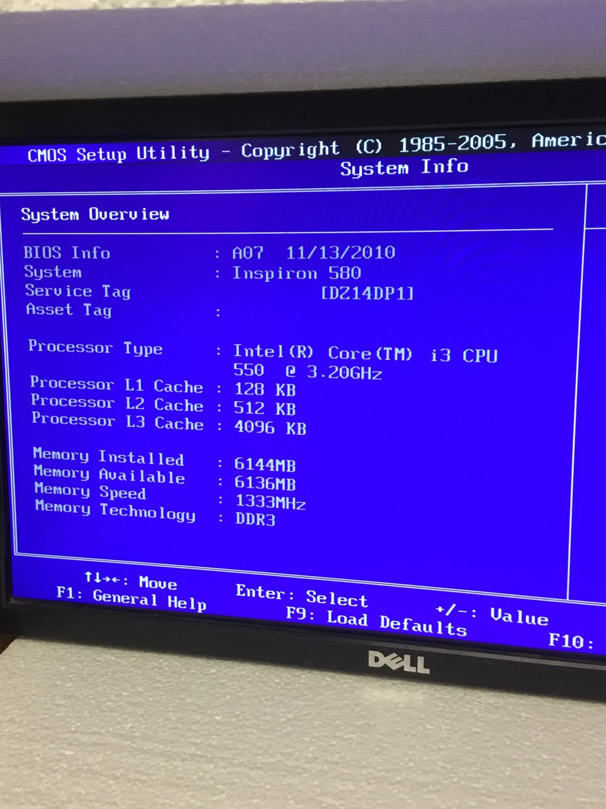 Dell Inspiron 580 Tower PC i3-550 3.20GHz 6GB RAM 160GB HDD DVD SD ...