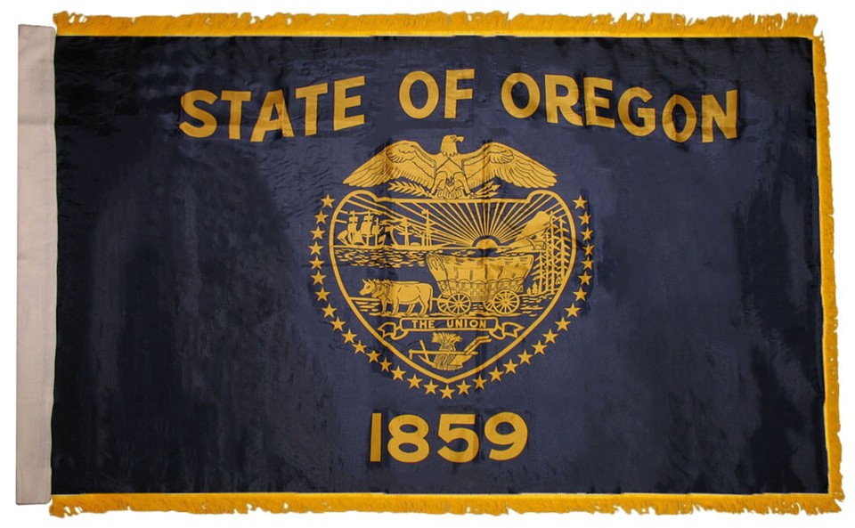 3x5 Oregon State Poly Nylon Sleeve w/ Gold Fringe Flag DOUBLE SIDED ...