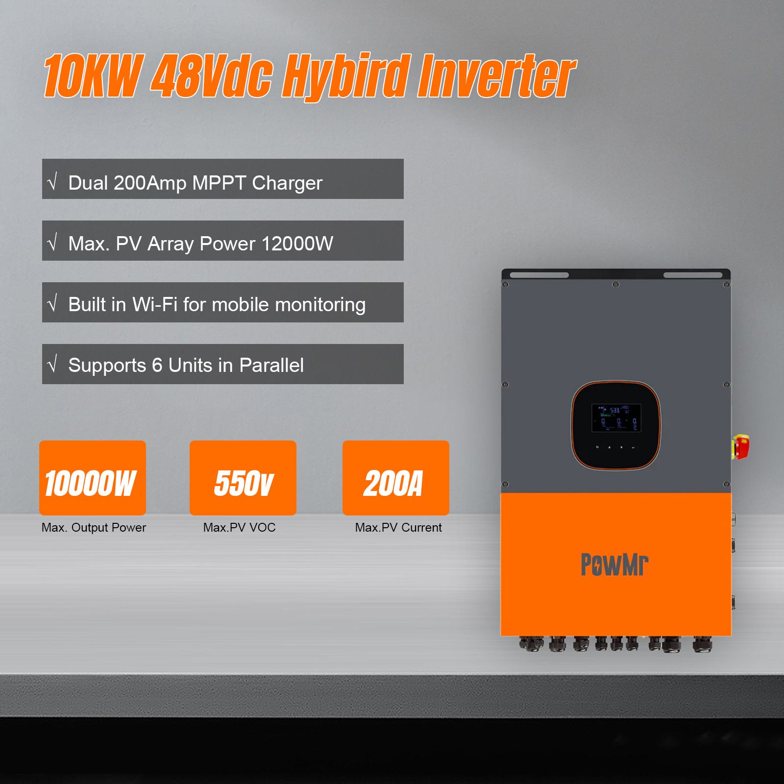 10KW 48V Solar Hybrid Inverter ON/OFF Grid Split Phase 120/208/240V ...