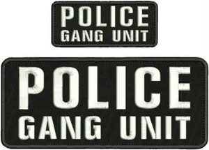 POLICE GANG UNIT embroidery patch 4x10 and 2x5 hook white | eBay