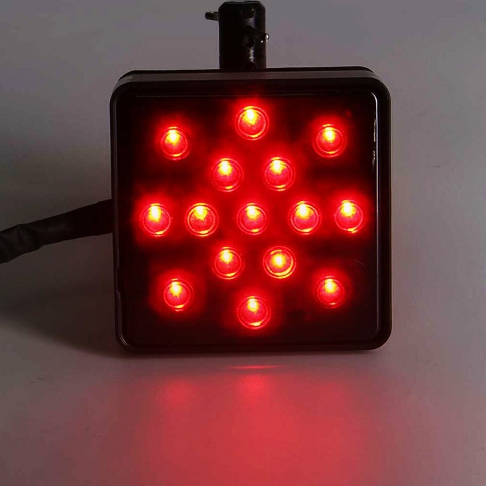 2'' Trailer Truck Hitch Towing Receiver Cover Smoked Lens 15 LED Brake ...