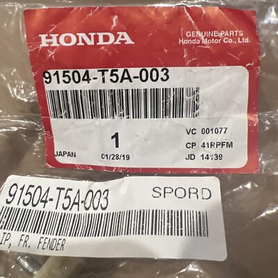 Genuine HONDA FIT RS F6 L15B GK5 CLIP, FR. FENDER 91504-T5A-003 | eBay