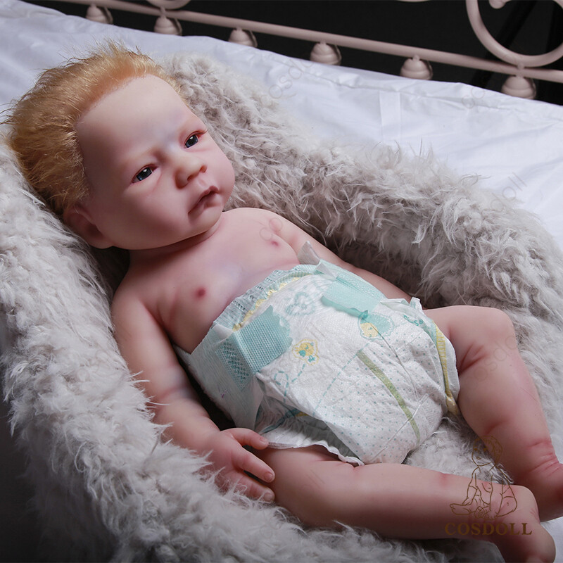 COSDOLL 18"Reborn Baby Doll Full Silicone Newborn Girl Rooted Hair ...