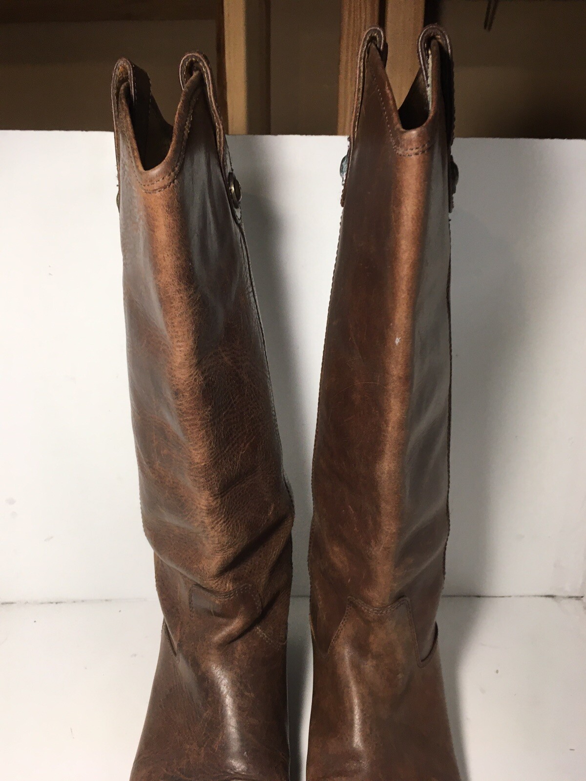 FRYE Melissa Button Tall Brown Leather Riding Boots W… - Gem