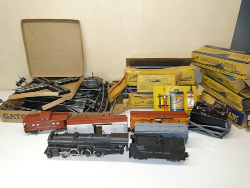 Gilbert American Flyer Train Locomotive 293 3/16 Scale Track Box Cars ...