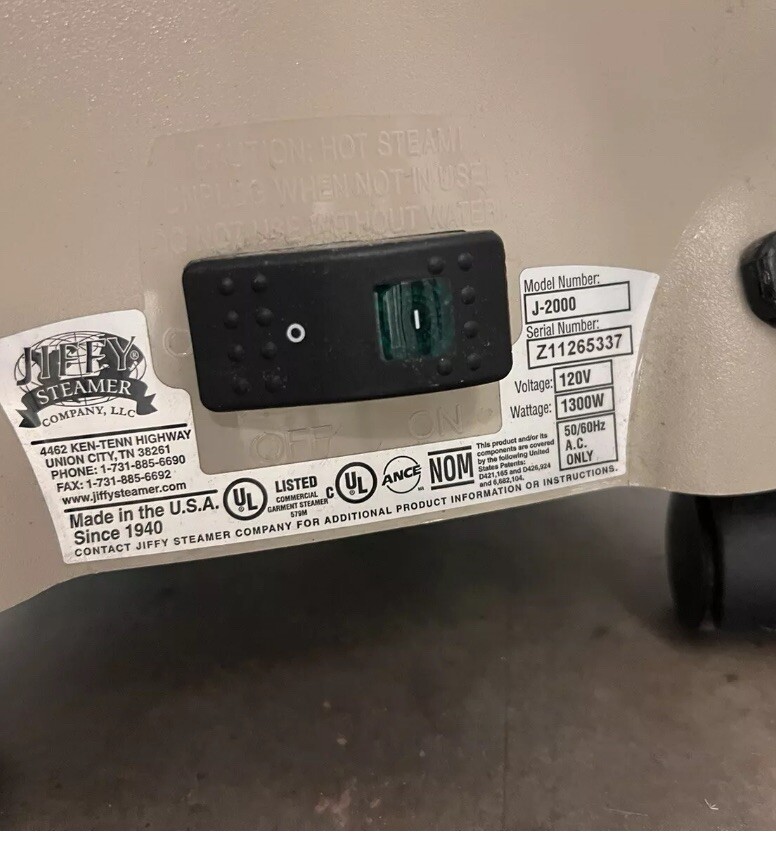 JIFFY STEAMER Model J-2000 Garment Steamer with Rod And Hose | eBay