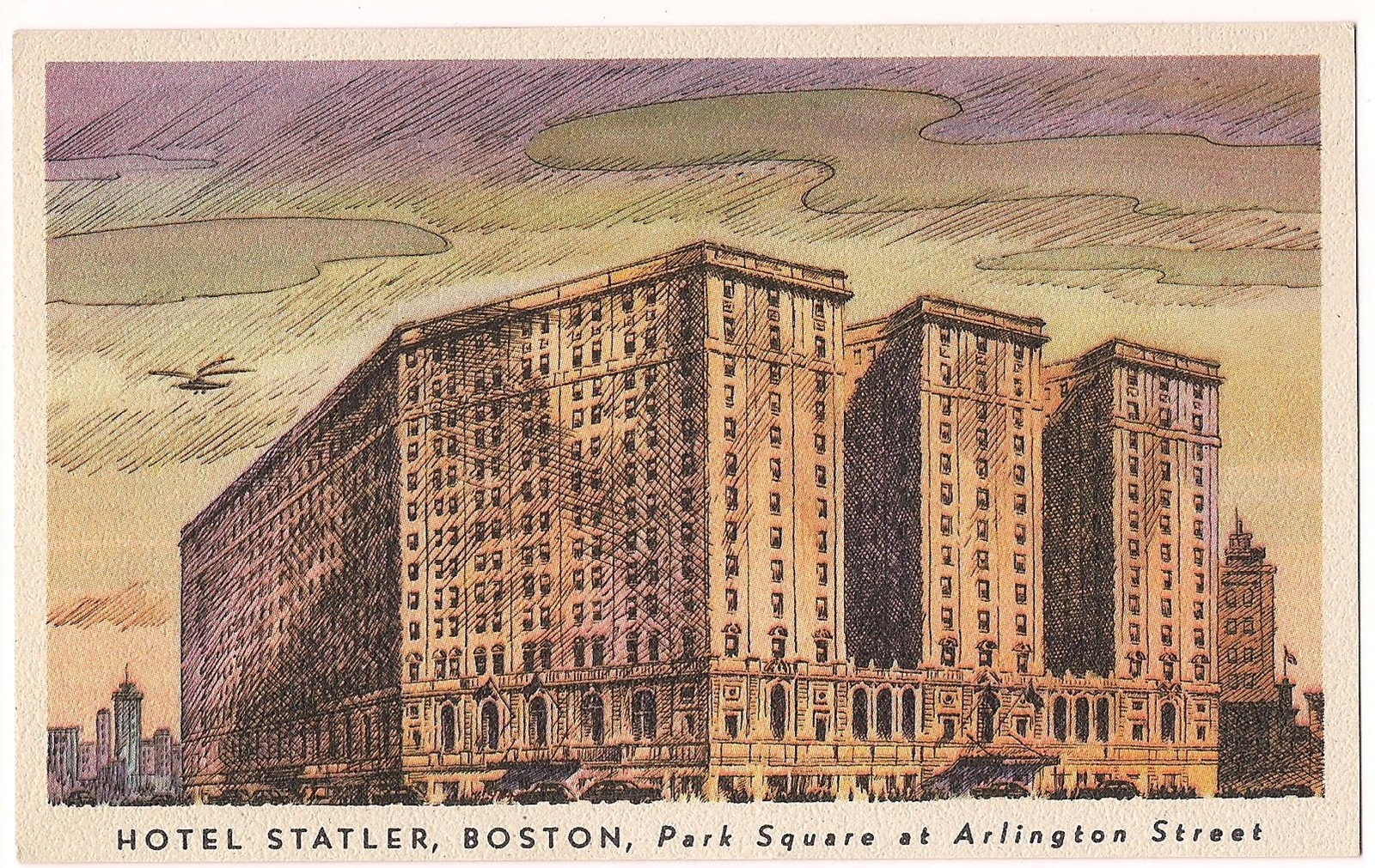 HOTEL STATLER BOSTON Massachusetts Postcard MA Park Square Arlington St ...