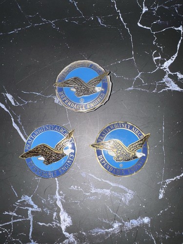 Vintage OEM PRATT & WHITNEY ENGINE BADGE Lot of 3 Concave Enamel on ...
