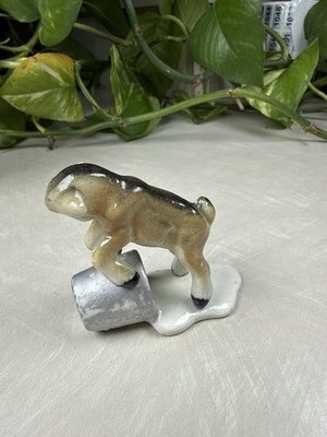 Miniature Ceramic Goat Kid Figurine Butting / Pushing Bucket Hagen ...