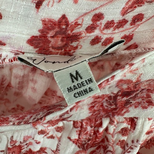 Wonderly Size Medium Tank Top Red White Flower Print Button Detail Back ...