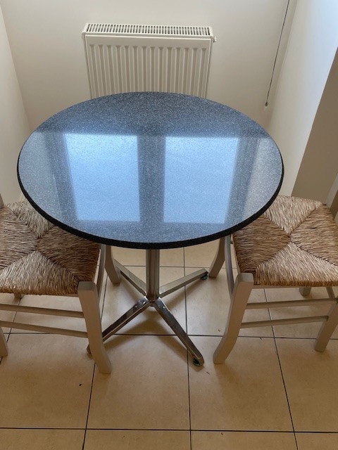 Black Granite Round Kitchen Table 70cm diameter, plus 2 chairs | eBay UK