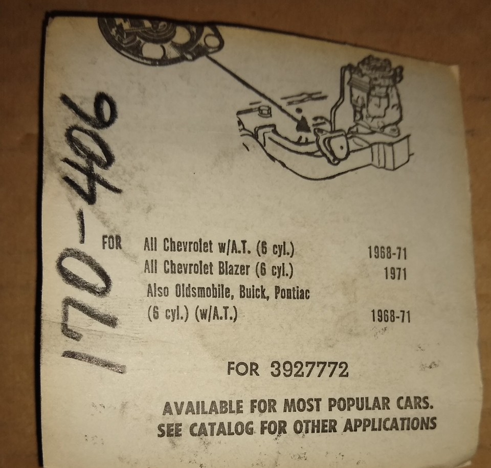 Chevrolet Pass. Truck 6 Cyl. Auto Trans 3927772 1968-71 Auto. Choke ...